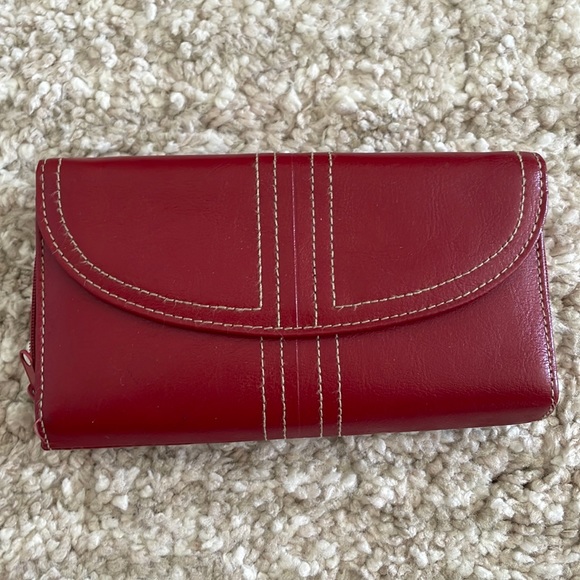 Buxton | Bags | Buxton Red Wallet Real Leather | Poshmark